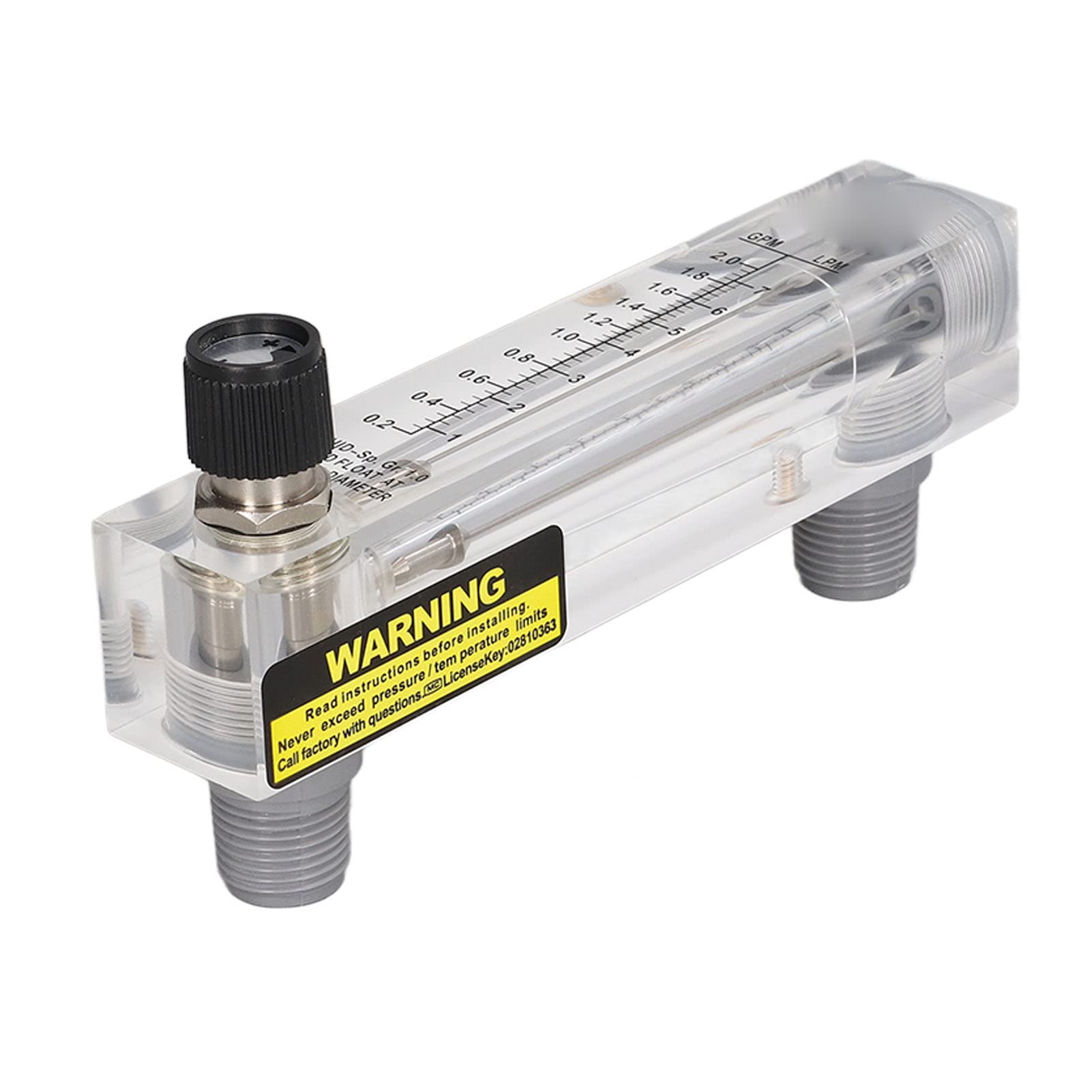 Liquid Meter 0.2‑2GPM Plastic Transparent Acrylic Panel Type Liquid Flowmeter Measurement