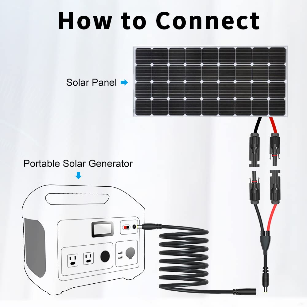 Electop DC 8mm Extension Cable 20Ft, DC 8mm Cord 14AWG DC 8mm Female to Male Adapter Connector Cable 8mm DC Power Plug for GZ Yeti Jackery Solar Generator Portable Power Station and Solar Panel