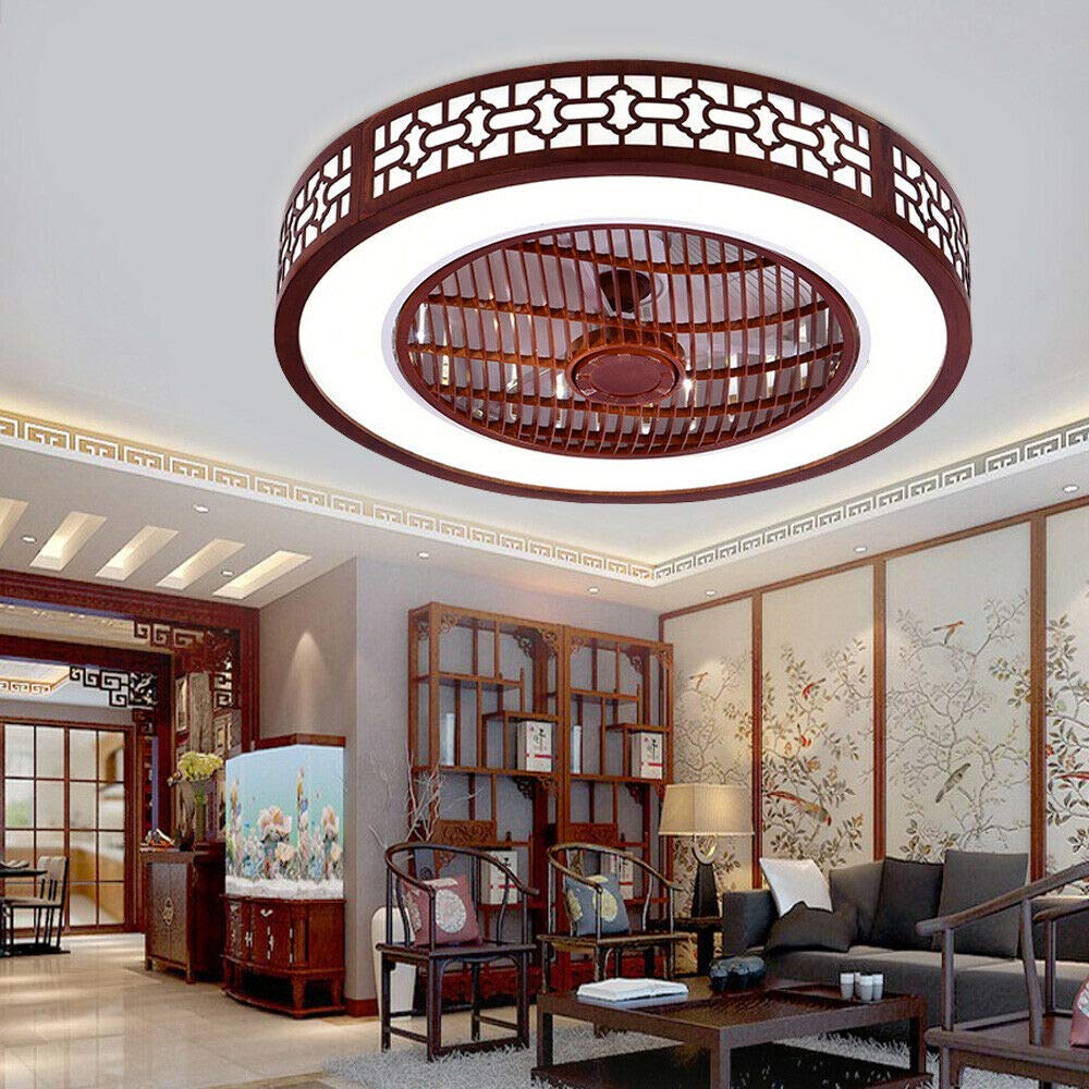 CNCEST 22Inch Modern LED Ceiling Fan Light Flush Mounted Chandelier Dimmable with Remote Control, 3 Wind Speed and 3 Kinds of Light Adjustable