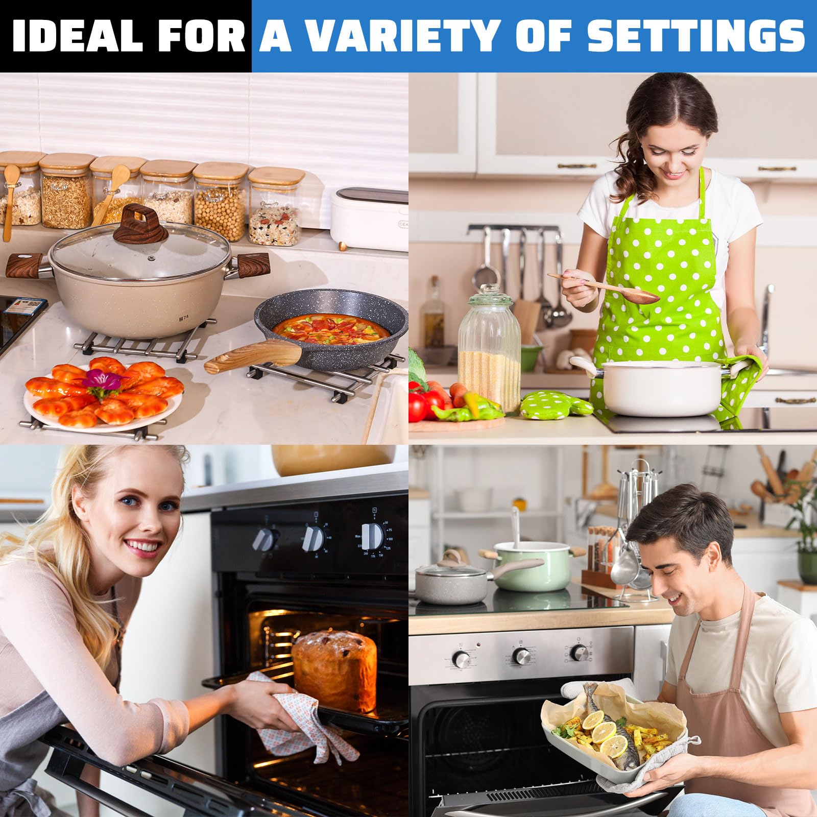 Hicarer 4 Pcs Stainless Steel Trivet for Pots and Pans Stainless Steel Pot Trivets Cast Iron Trivet Cooling Racks for Kitchen Dining Table Decor Hot Pads Cooking and Baking Pans Holder, 7 x 7 inches