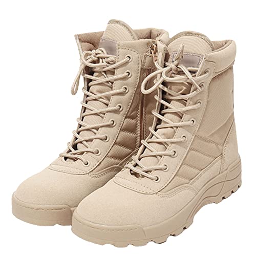 FASDNENDYS Men Boots Comfortable Fashion Breathable Lace Up Solid Color Outdoor Autumn Winter Men's Extra Wide Width Shoes Khaki