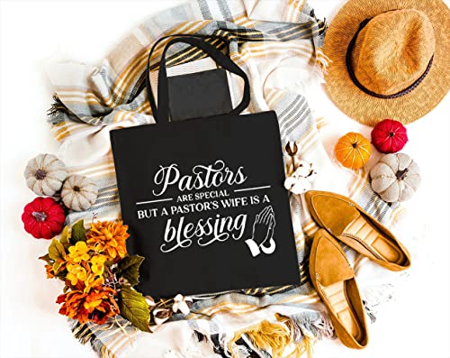 GXVUIS Canvas Tote Bag Reusablec Grocery Shoulder Bags for Shopping Work Gifts for Wife Christian Pastor Appreciation Gift Black