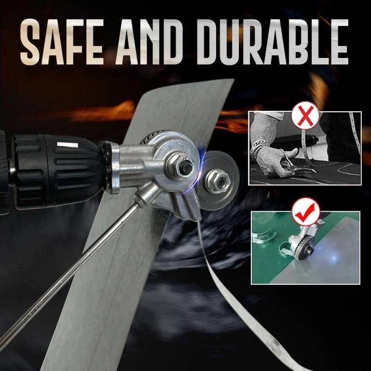 Electric Drill Plate Cutter, Power Sheet Metal Shear, Metal Cutter Drill Attachment Double Headed Sheet, Metal Sheet Cutter Head for Electric Drill Clippers Scissors (Stainless Steel)