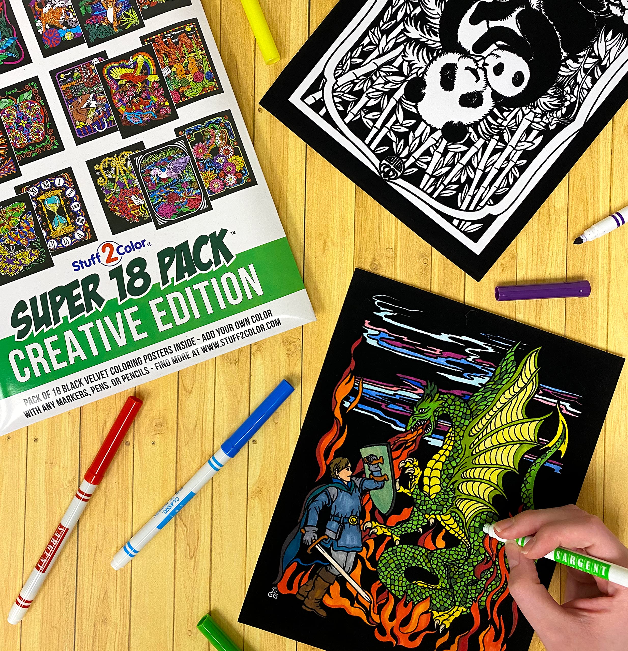 Colossal Pack of 54 Fuzzy Velvet Coloring Posters (All Unique Designs) - Bulk Crafts and Coloring Activity for All Ages - Great for Group Projects, Assisted Living, Classrooms, and Rehab Centers