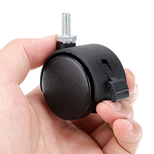 Skelang 4 Pcs 1.5" Nylon Plastic Swivel Stem Casters Wheel with Brakes, Stem Diameter 5/16β for Office Chair, Game Chair, Kitchen Shelf, Sofa