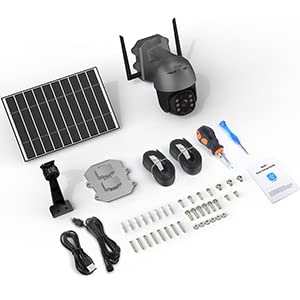 Security Camera Wireless Outdoor/Home, Solar 360° PTZ Surveillance System with 24000mAh Battery, Color Night Vision, WiFi, PIR Motion Detection, APP Alert Push, Spotlight and Siren, Two-Way Talk, IP66