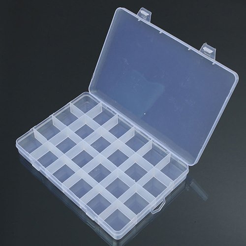 lightclub Transparent 24 Compartments Plastic Box Case Jewelry Bead Storage Container Craft Organizer with Divider and Compartments for Earring,Rings.Necklaces,Bracelet,Anklet 1…