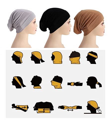 Cntqiang 6 Pieces Soft Modal Muslim Inner Cap for Women Stretch Under Scarf Hat Turban Cap Bonnet Hijab Islamic Neck Cover (Black)