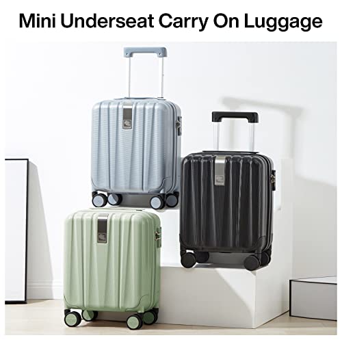 Hanke 14 Inch Underseat Carry On luggage with Wheels, Lightweight Mini Suitcase for Weekender, PC Hardside Small Carry On Bag with TSA Lock,Travel Suit Case Women men(Bamboo Green)