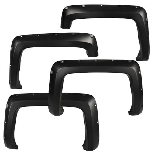 CAZHJISHIUE 4pcs Fender Flares Front Rear Left Driver Right Passenger Smooth Black Polypropylene Pocket Riveted Style 6.5/8 Bed MM15569