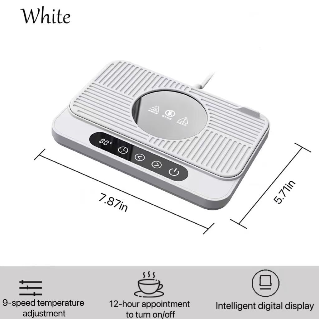 hot Plate,Electric Warming Tray, Warming mat for Food,Mini Microwave,Mug Warmer, Desk with Automatic Constant Temperature,Coffee Warmer for Desk, forBeverage, Milk, Tea and Hot Chocolate (White)