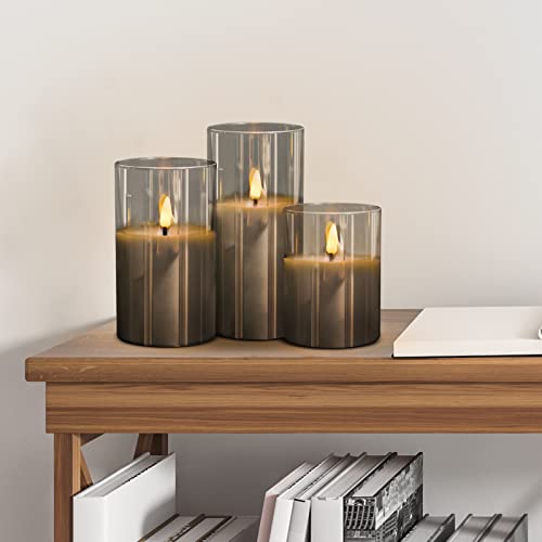 FFG Led Candles with Remote and Timer Set of 6, Flickering Flameless Battery Operated Pillar Candles for Christmas, Indoor and Outdoor Use, Black