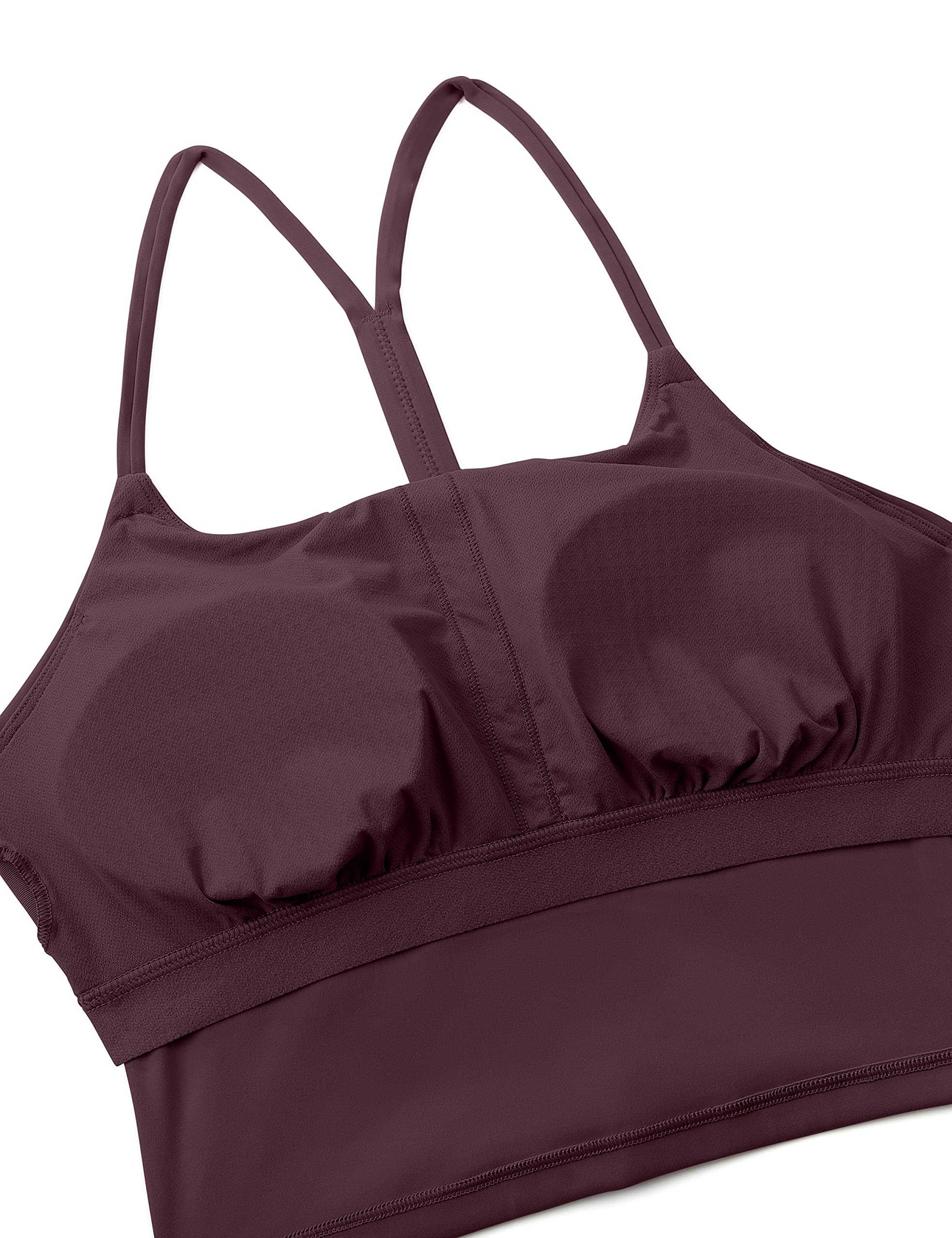 CRZ YOGA Womens Y Back Longline Sports Bra - Racerback Spaghetti Straps Padded Workout Crop Tank Tops with Built in Bra White Medium
