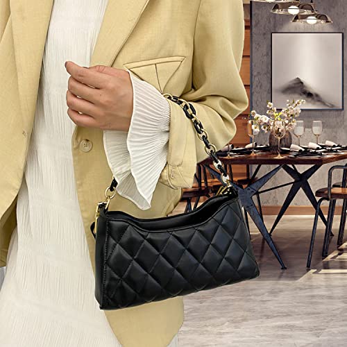 cuiab Small Quilted Crossbody Bags with Soft Leather Coin Pouch Mult-functional 2 in 1 Hobo Bag