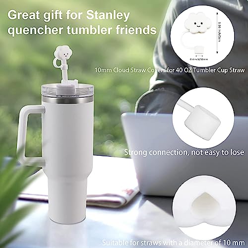 GLBEAR 8Pcs Silicone Straw Tips Cover Compatible with Stanley 30&40 Oz Tumbler, 10mm/0.4in Cloud Shape Straw Covers Cap,Straw Protectors, Straw Tip Covers for Stanley Cups Accessories