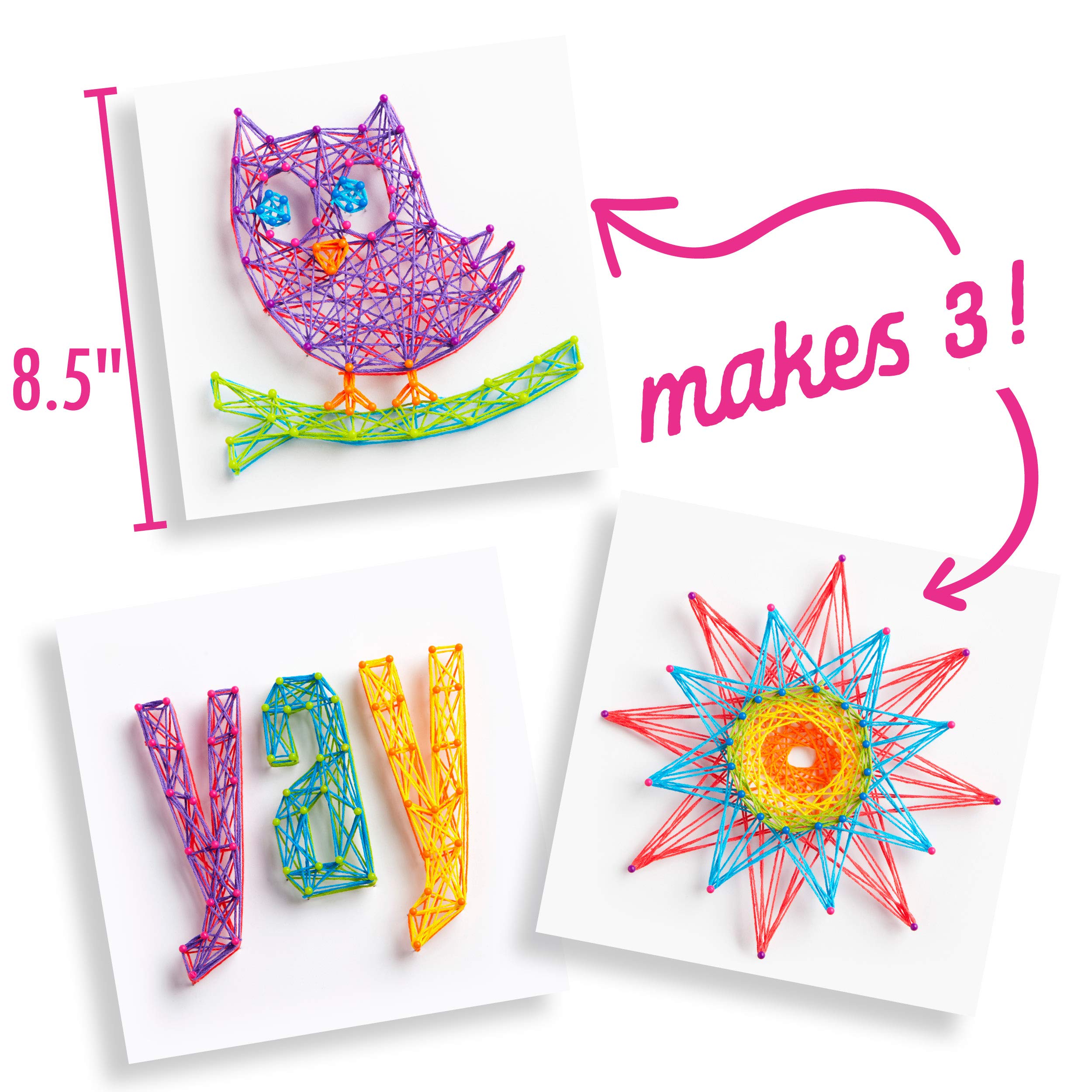 Craft-tastic DIY String Art β Craft Kit for Kids β Everything Included for 3 Fun Arts & Crafts Projects β Owl Series, Large