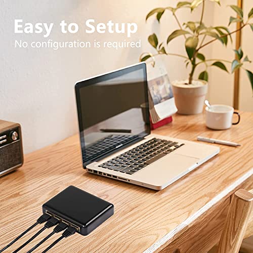 SinLoon RJ45 Network Splitter Adapter Gigabit,1000Mbps Ethernet Cable Splitter, Cat5,Cat6,Cat7,RJ45 Network Extension Connector,Four Devices Share The Internet at The Same Time (Black Gigabit 1 to 4)