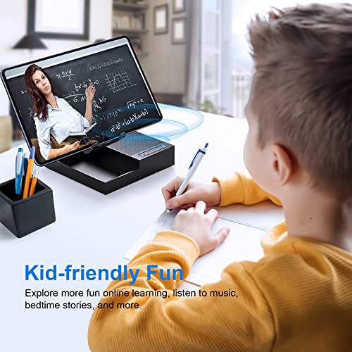 DOSS Cell Phone Stand with Wireless Bluetooth Speaker, 15W Wireless Charger and Anti-Slip Base, Crisp Surround Sound, Portable Speaker for Home and Office, Compatible with Phone, Tablet