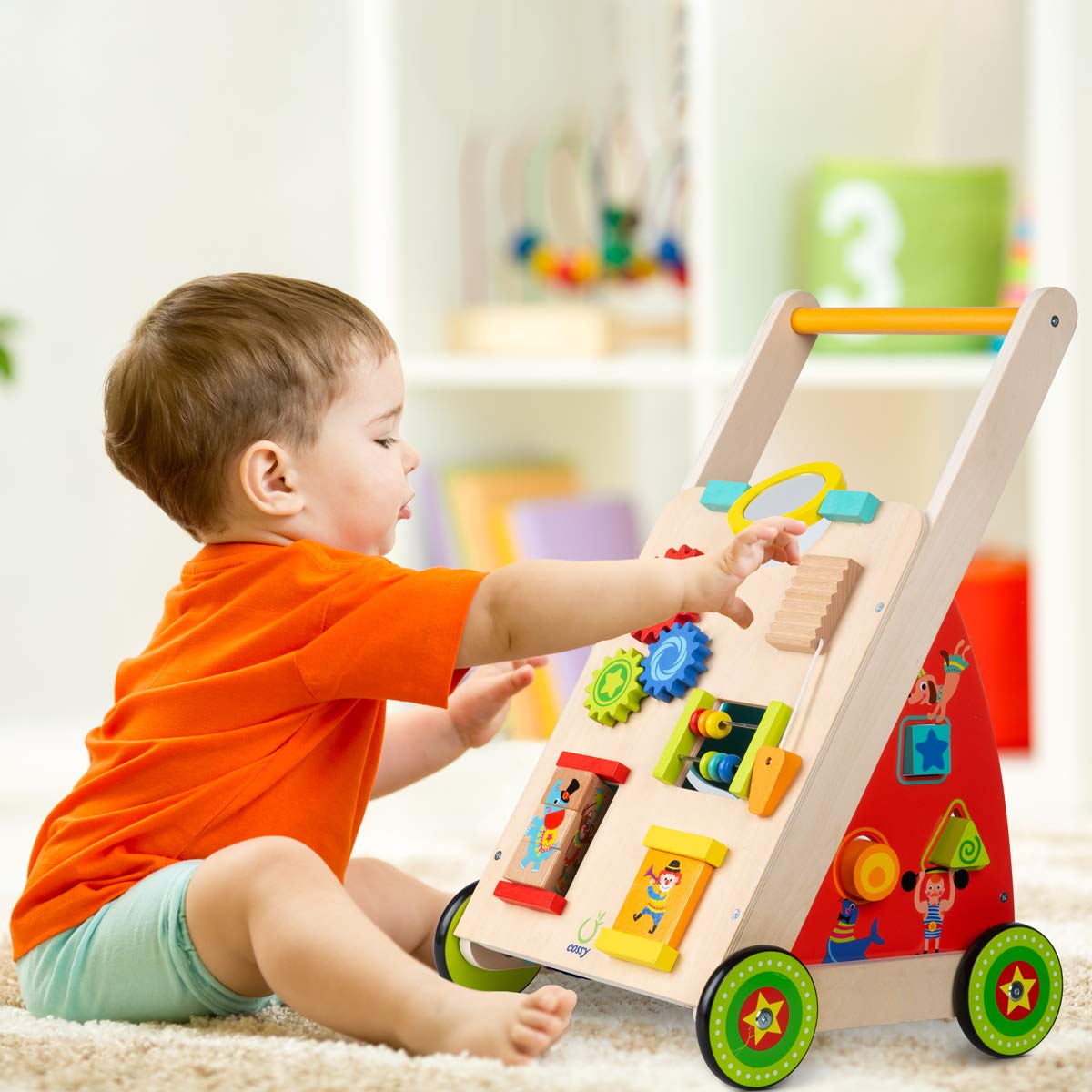 cossy Wooden Baby Learning Walker Toddler Toys for 18 Months (UPDATED VERSION)
