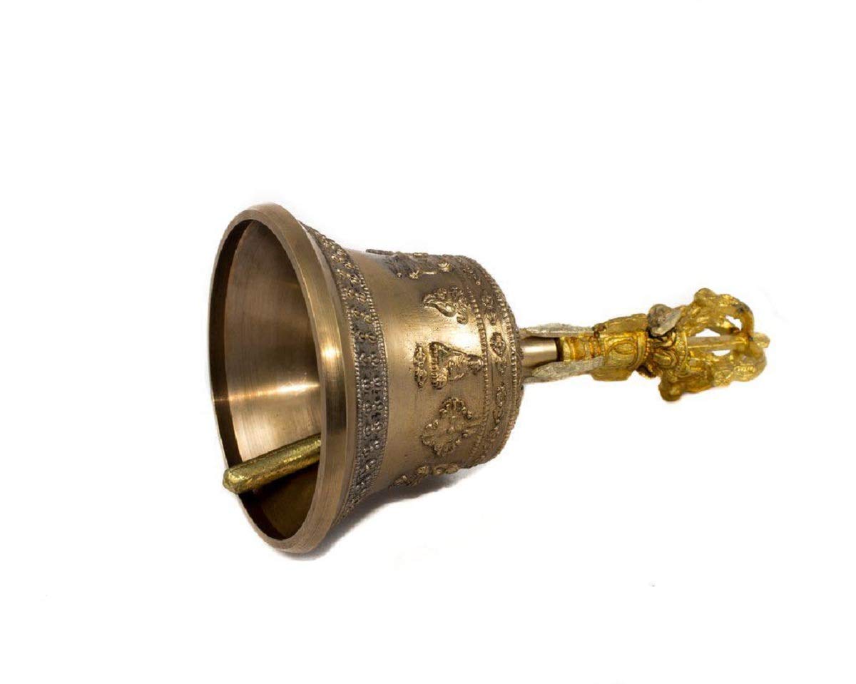Singing Bowl Nepal Tibetan Buddhist Meditation Bell And Dorje Set - Dharma Objects Bell Of Enlightenment From Nepal 7 Inches