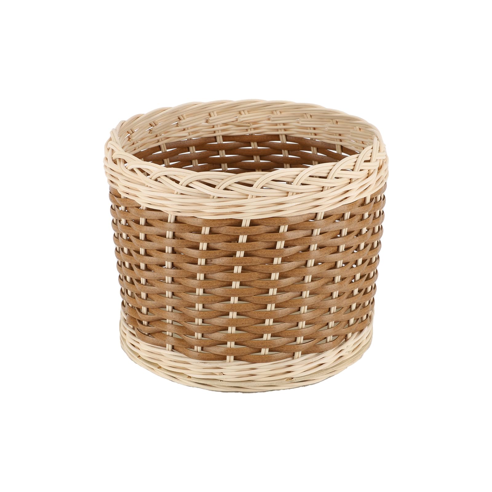 KINGWILLOW Woven Plastic Rattan Storage Basket, Round Lace Storage Bin for Decorative Home Sundries