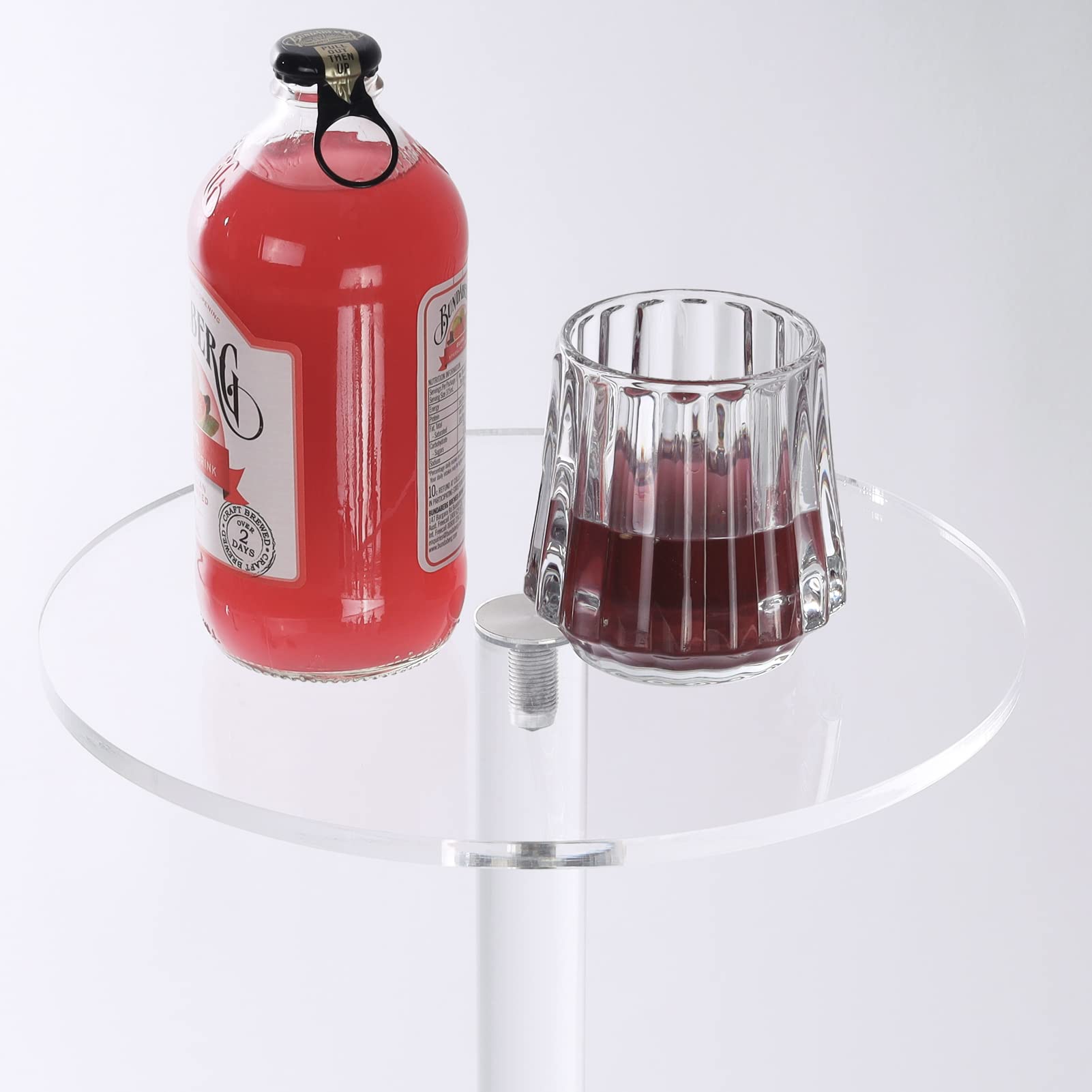 CRAFTFORCE Clear Acrylic Drink Table, Small Round Side Table for Small Spaces, 10" L x 10" W x 21.3" H, Minimalist Acrylic Side Table for Living Room, Bedroom, Bathroom, Hallway, Balcony