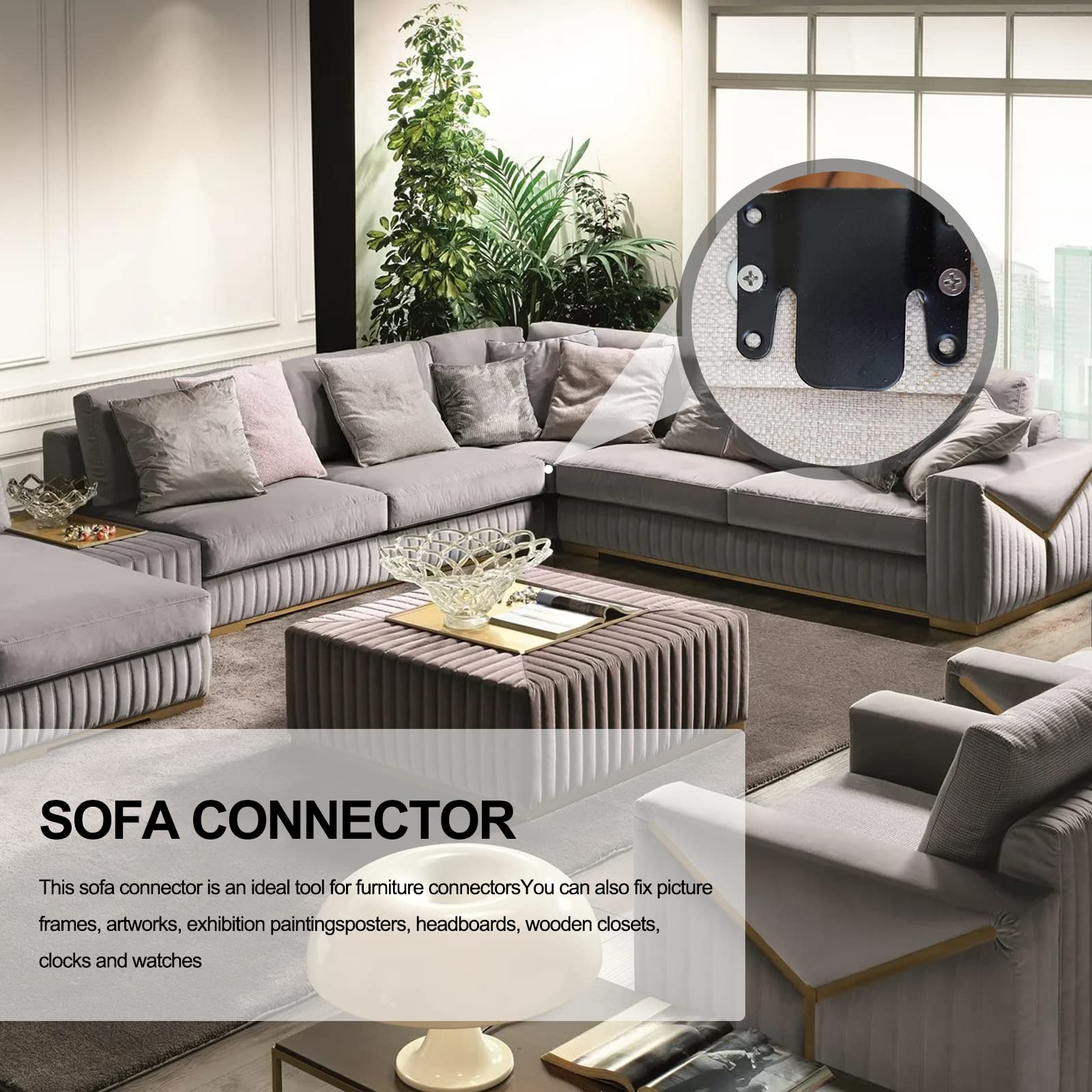 DEEPDREAM 8 Pcs Sectional Couch Connectors Metal Couch Clips Sofa Connector Interlocking Furniture Connector with 50 Pcs Screws…