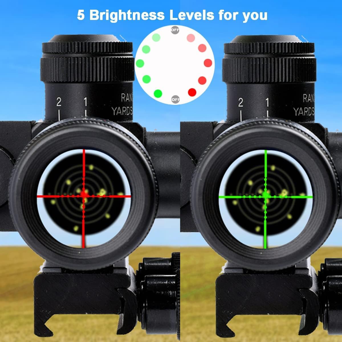 CTOPTIC 2.5x-10x40 Riflescope with Mil-Dot Reticle & Illuminated Reticle Green Laser for Hunting (red Laser)