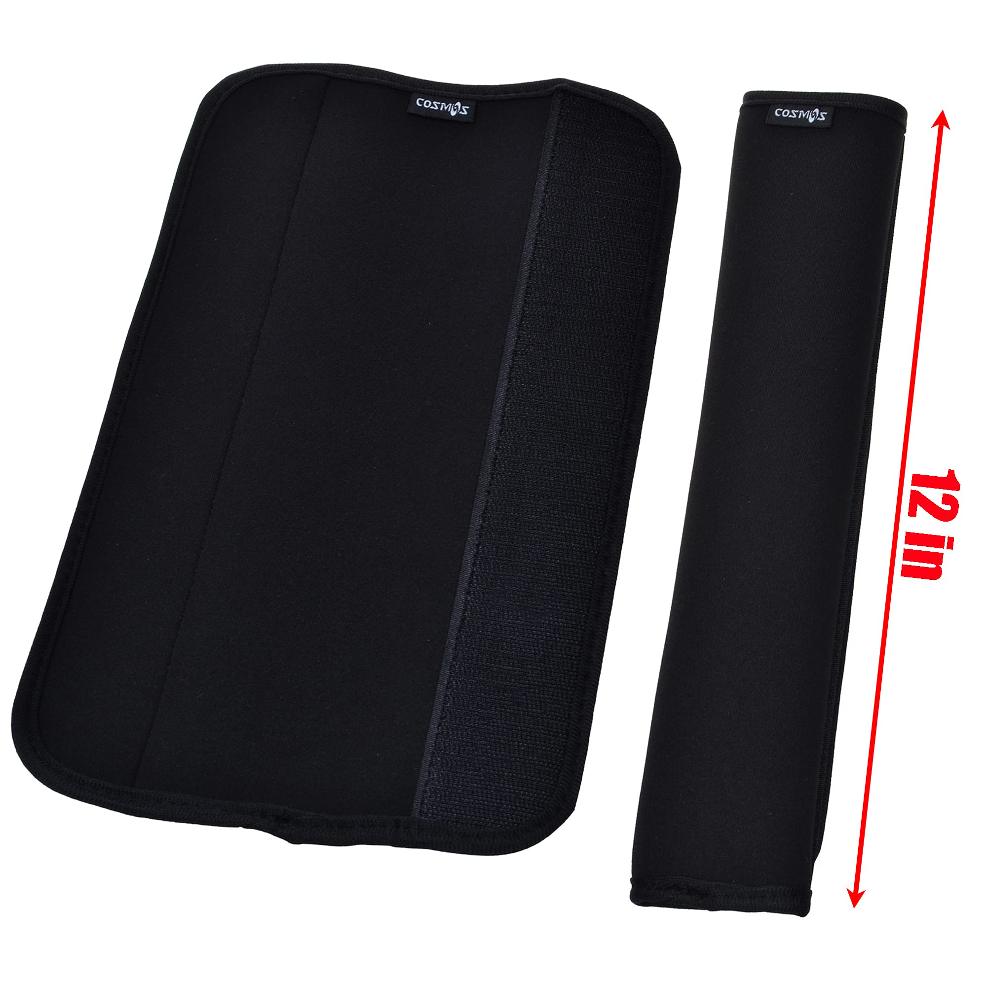 Cosmos 2 Pcs Neoprene Comfort Shoulder Strap Pads for Laptop Bag, Messenger Bag, Sport Bag, Travel Bag, Black Color, 12 Inches