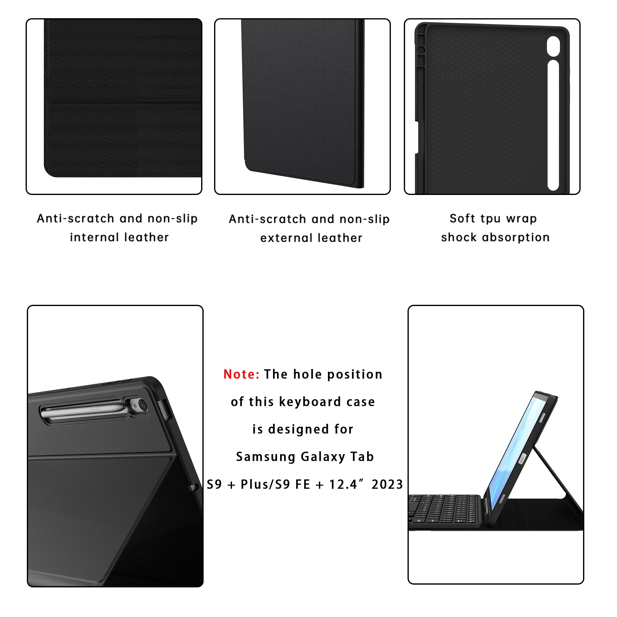 DOMEUN Galaxy Tab S7 FE/S7 Plus/S8 Plus Case with Keyboard 12.4 inch - 7 Color Backlit Detachable Wireless Touchpad Keyboard Cases with S Pen Holder for Samsung Tab S8+ 2022/S7 FE 2021/S7+ 2020
