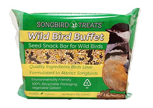 Songbird Treats Seed Bars | 8 Pack of 2 lb Bird Seed Cakes for Wild Birds (Wild Bird Buffet)