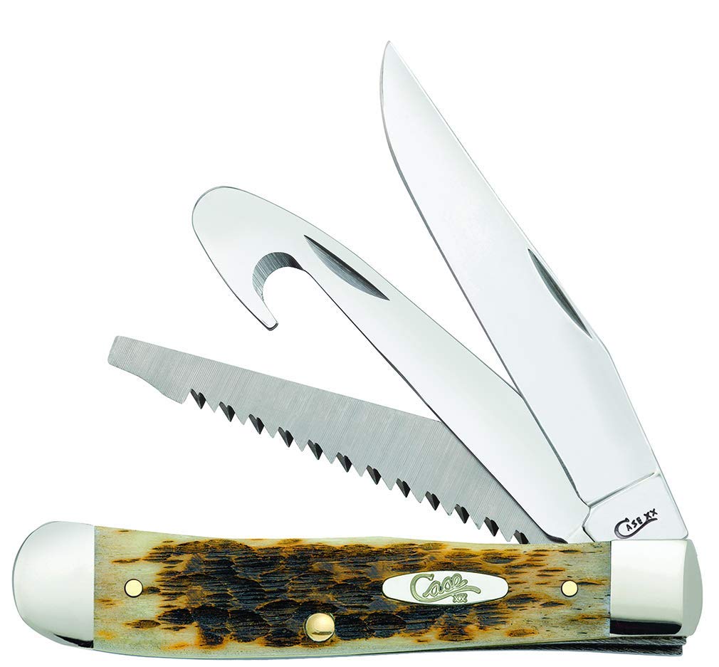 Case WR XX Pocket Knife Amber Jigged Bone Hunter Trapper Item #149 - (6354Gs SS) - Length Closed: 4 1/8 Inches
