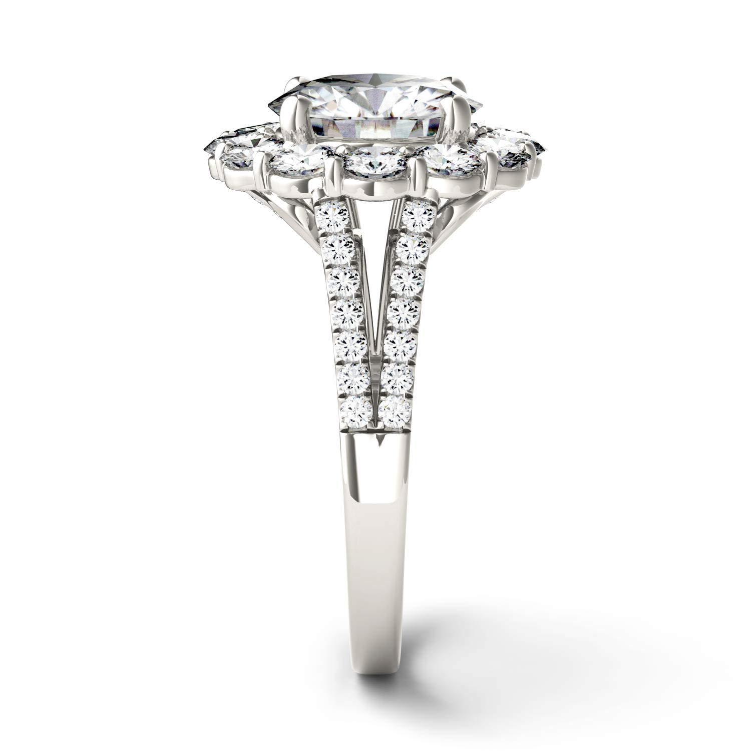 Charles & Colvard 14K White Gold Moissanite 9mm Round Engagement Ring-size 7.5 4.22cttw DEW