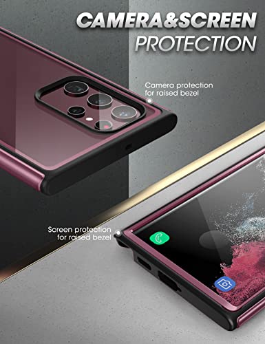 SUPCASE UB Edge Pro Series Case for Samsung Galaxy S22 Ultra 5G (2022 Release), Slim Frame Clear Protective Case with Built-in Screen Protector (Wine)