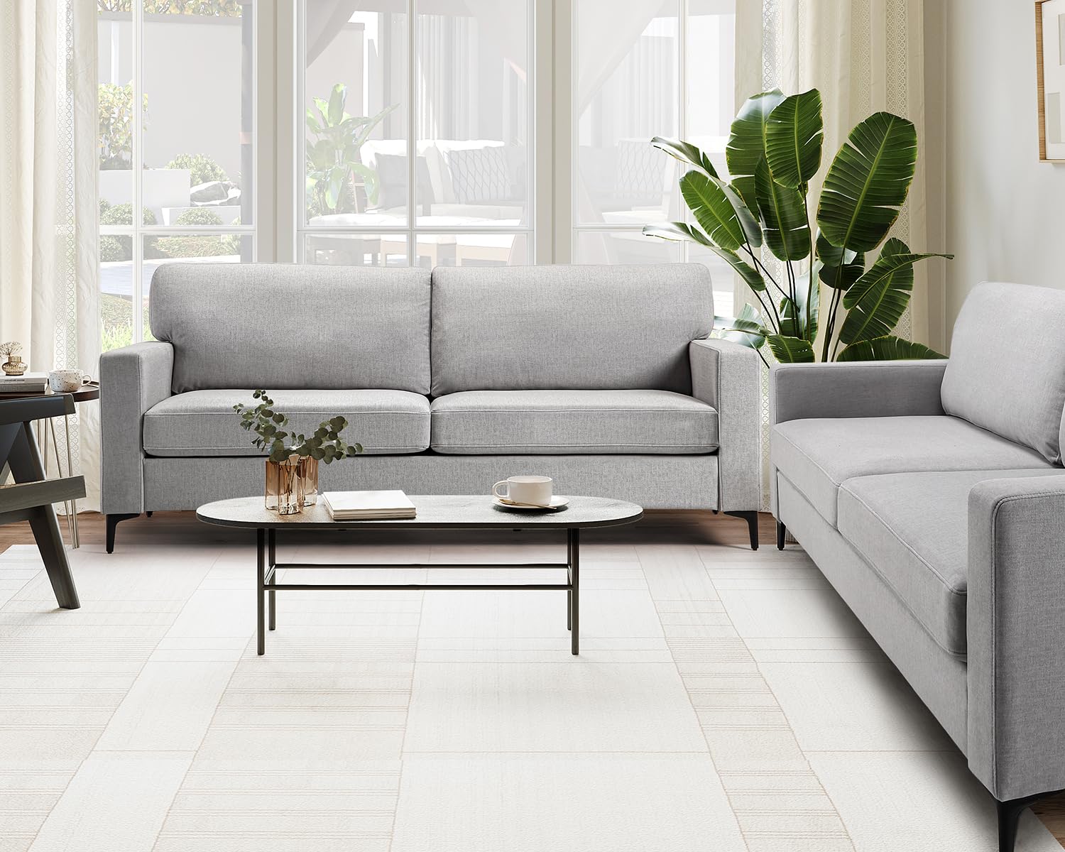 GarveeHome 83 Inch Sofa, Comfy Couch, Modern Sofa, 3 Seater Sofa with Deep Seat, Lounge Cozy Sofa for Living Room Apartment Small Space, Linen Sofa (Light Gray