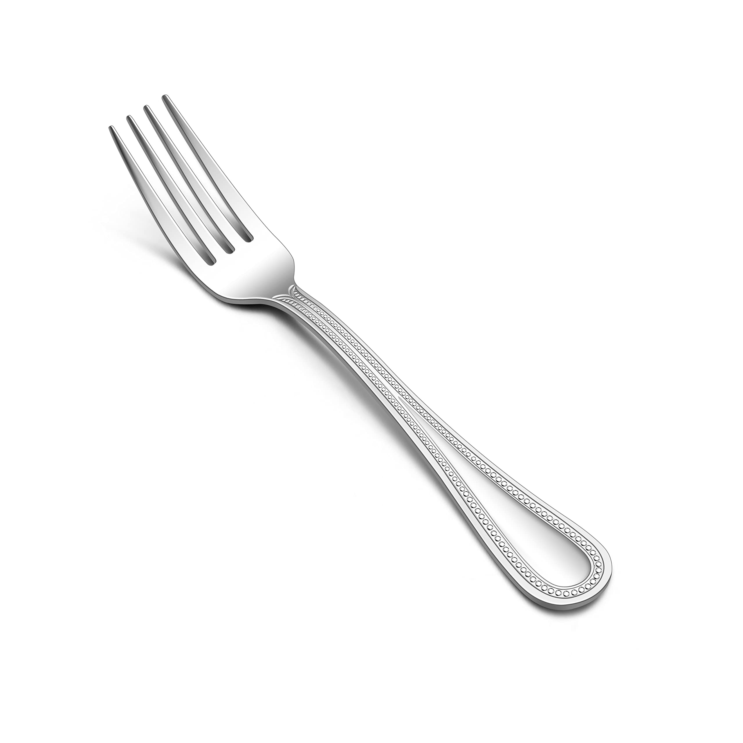 Forks Set of 12, E-far Stainless Steel Dinner Forks Silverware with Pearled Edge for Home/Kitchen/Restaurant, Mirror Polished & Dishwasher safe-7.9 Inches
