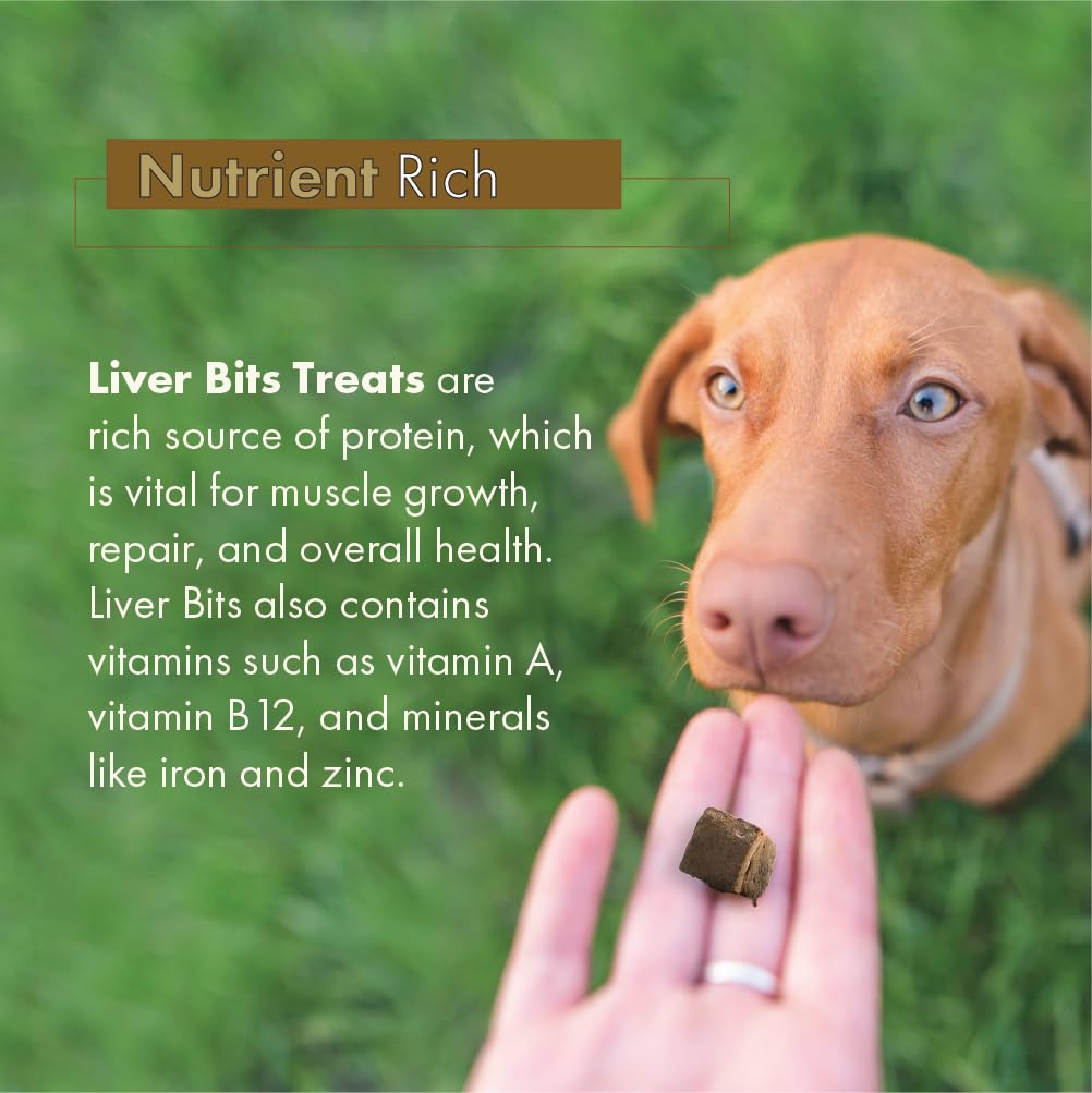 Liver Bits Treats for Dogs - Freeze Dried Training Treats - 100% Natural Raw Beef Liver - High in Protein 4 oz