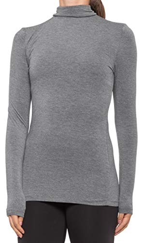 Cuddle Duds Women's Softwear with Stretch Long Sleeve Turtle Neck Top (Large, Charcoal Heather)