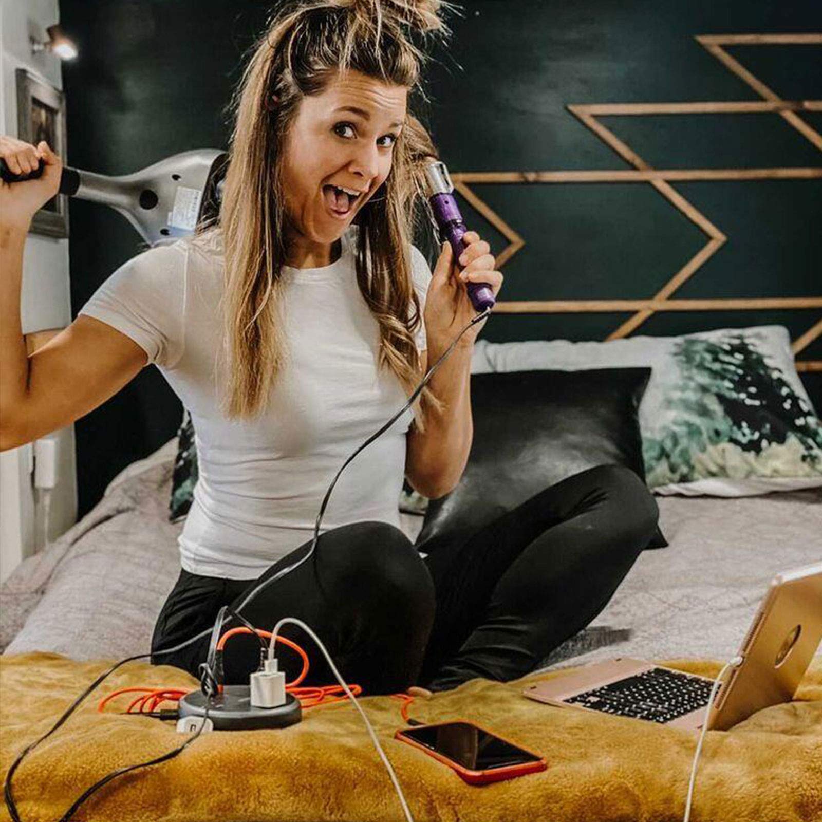 Extension Cord 10ft and 15 ft Bundle,Flat Plug Power Strip with Widely Spaced Outlets USB Ports, Wall Mount Power Strip, Long Extension Cord with Multiple Outlets for Home, Office