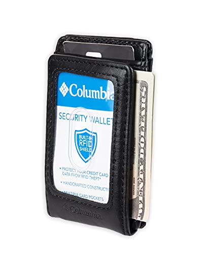 Columbia Men's Leather Front Pocket Wallet Card Holder for Travel