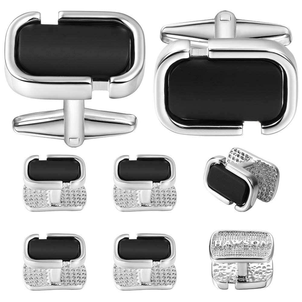 Cufflinks and Studs Set, Classic Silver Color Cufflinks for Men and Women, Tuxedo Shirt Studs Set for Men, Business Wedding
