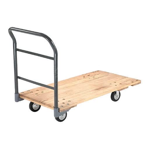 Global Industrial Platform Truck w/Hardwood Deck, 48 x 24, 1400 Lb. Capacity, 5" Rubber Casters