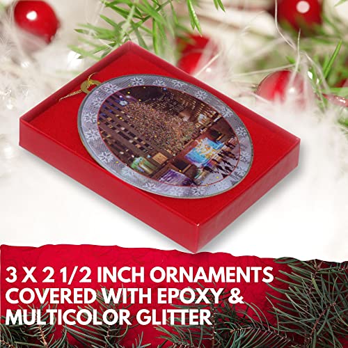 Rockefeller Center Christmas Night - New York City Christmas Ornament - Christmas Tree Ornament from Christmas in NYC Collection - Double Sided with Glitterā¦