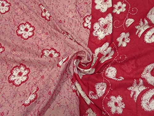 Peegli Vintage Indian Pink Georgette Art Décor DIY Fabric Casual Sarong Wrap Printed Textile