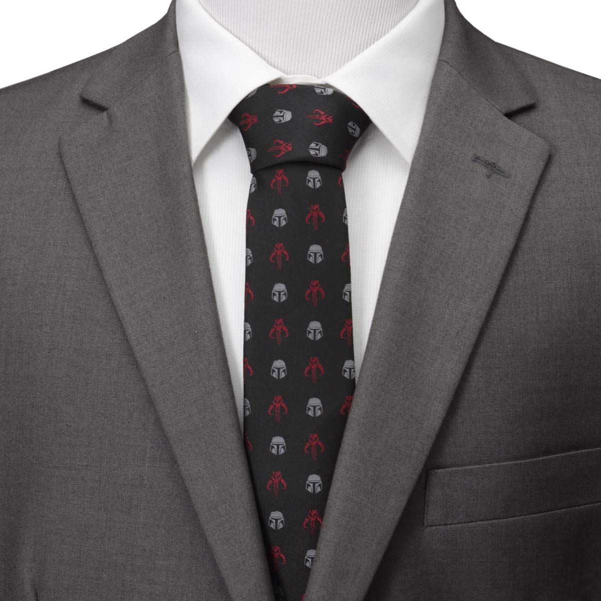 Cufflinks Inc. Star Wars Mando Black Red Men's Tie The Mandalorian Official Merch