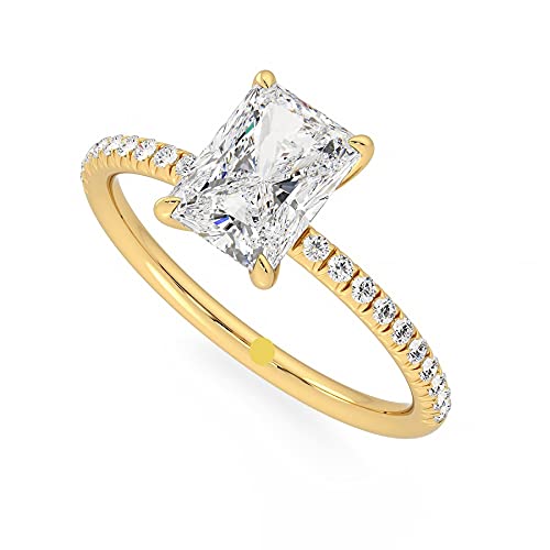 CUSTOMIZE JEWELS 1.50 Carat- 8x6 MM Radiant Cut Solitaire Moissanite Engagement Ring In 14k Gold with Accent Stone For Women,D-VVS1 (14k White Gold, 5.5)