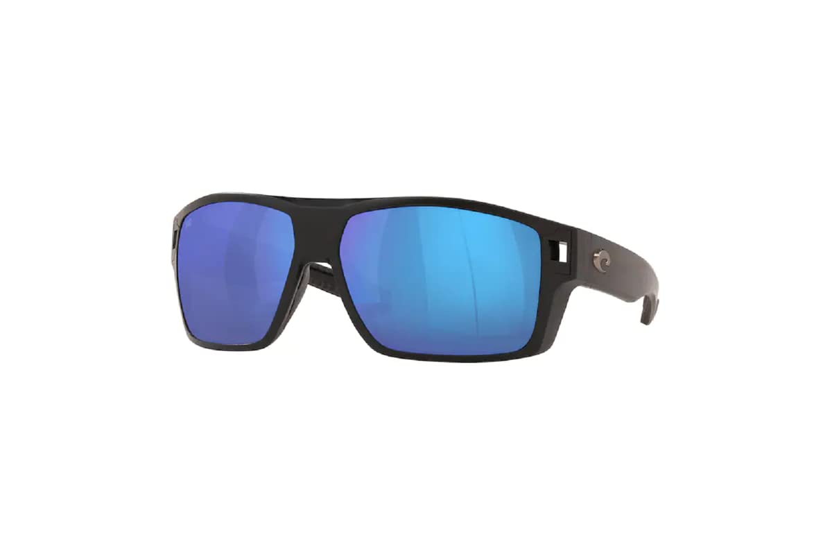 Costa Del Mar Diego 6S9034 903418 62MM 11 Matte Black/Sunrise Silver Mirror 580P Plastic Polarized Rectangle Sunglasses for Men + BUNDLE with Designer iWear Eyewear Kit