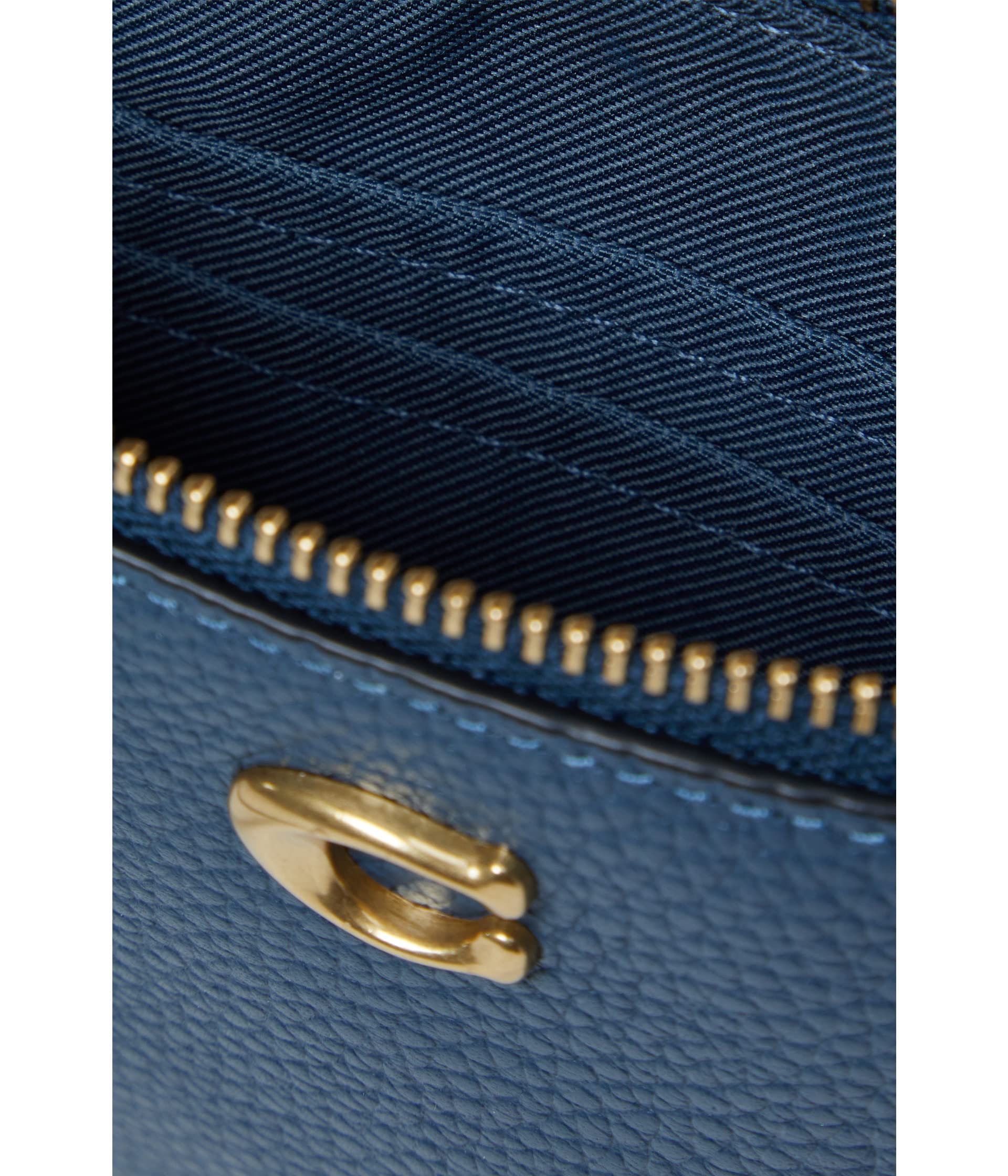 Coach Polished Pebble Small Wristlet Denim One Size