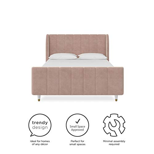 Little Seeds Valentina Kids' Full Upholstered Bed, Pink Velvet