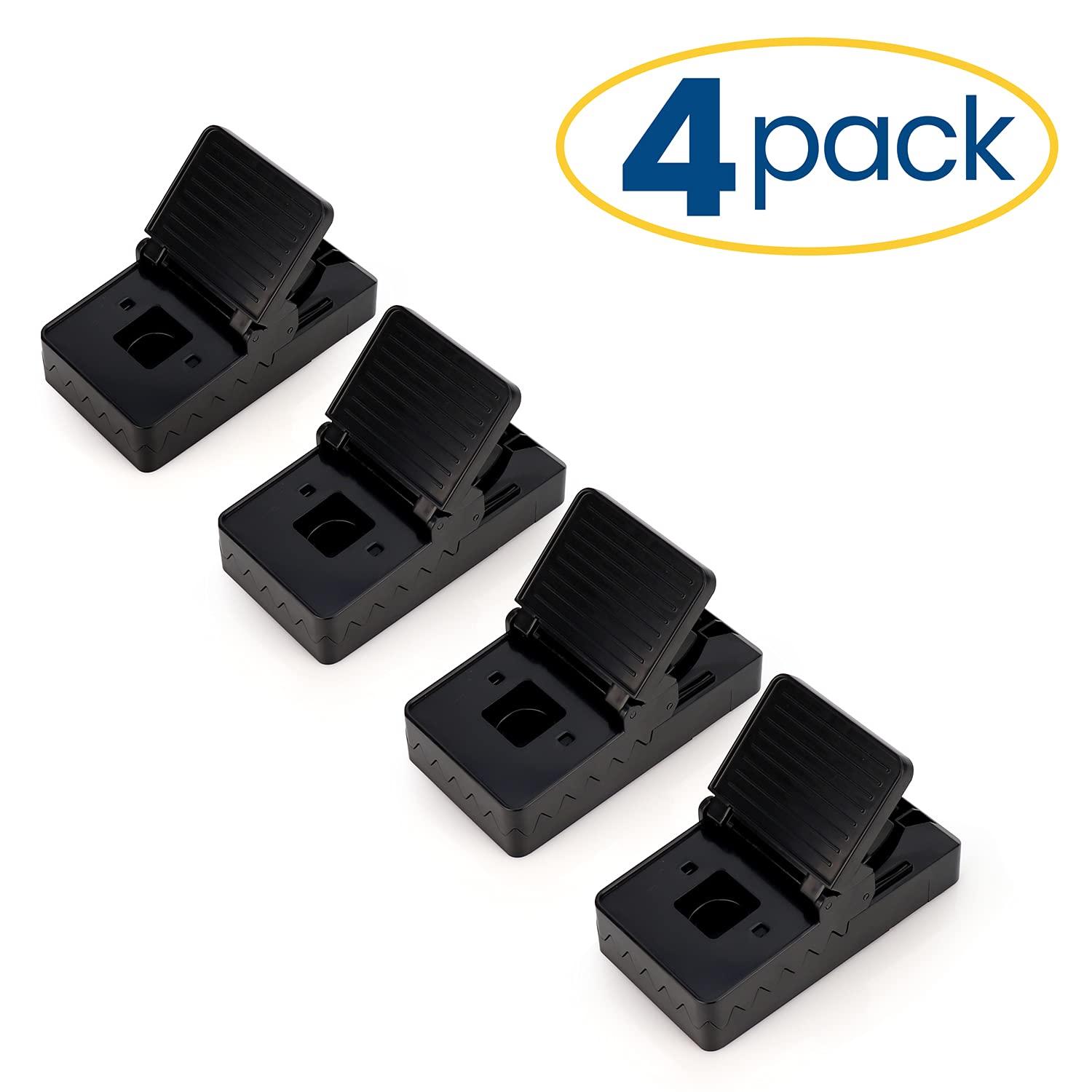 eXuby Jaws Extra Large Rat Traps (4 Pack) - Kills with Powerful Steel Spring - Setup in Seconds - Wash & Reuse Over & Over - Hands Free Disposal - No Harmful Poisons - Quick & Easy Bait Loading